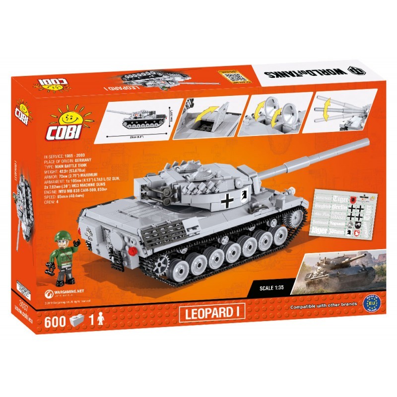 COBI 3037 World of Tanks, Tank Leopard 1, 1:35, 600 kostek